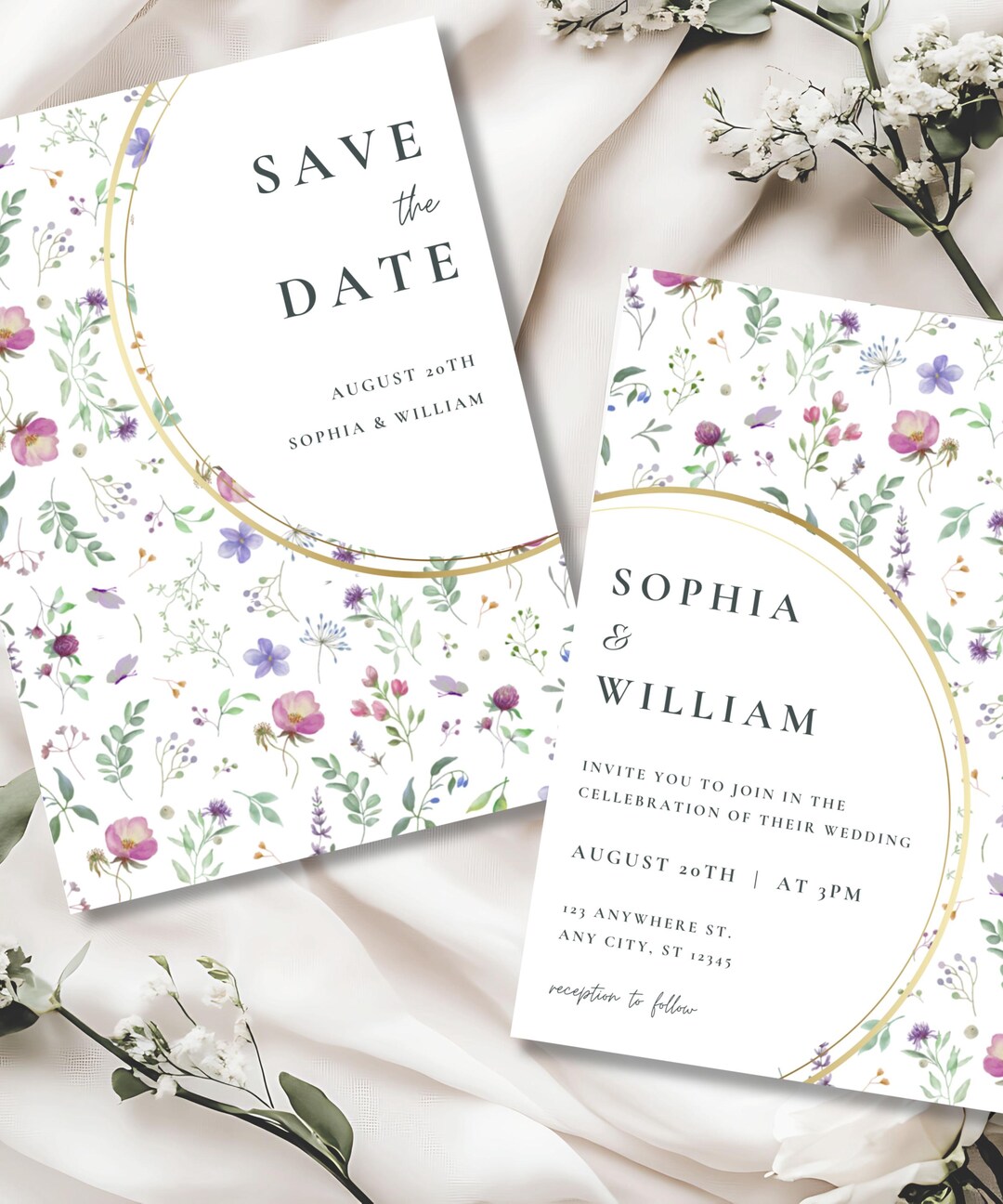 Wildflower Invite, Wildflower Wedding Invitation, Printable Invitation ...
