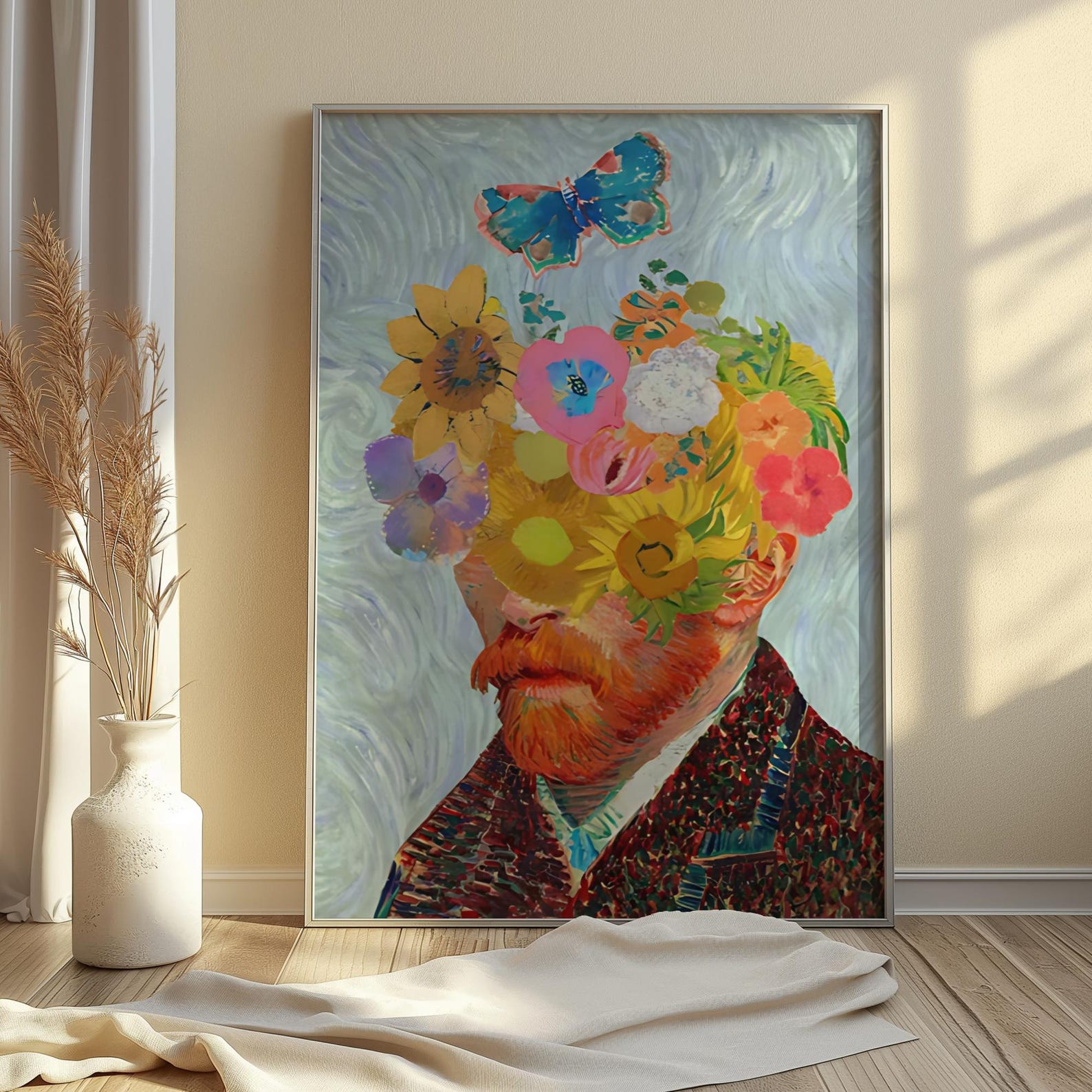 Van Gogh Wall Art, Self Portrait Print, Famous Oil Painting, Blue Wall ...