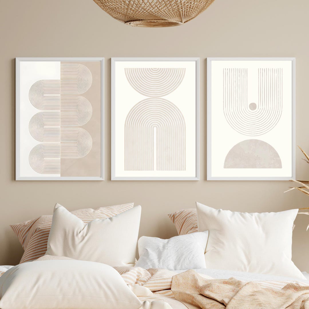 Neutral Beige Gallery Wall Set, Set of 3, Modern Art Prints, Boho ...
