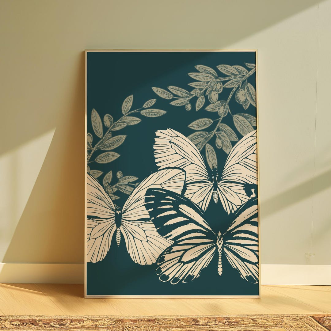 Boho Butterfly Printable, Abstract Butterfly Wall Art Print, Minimalist ...