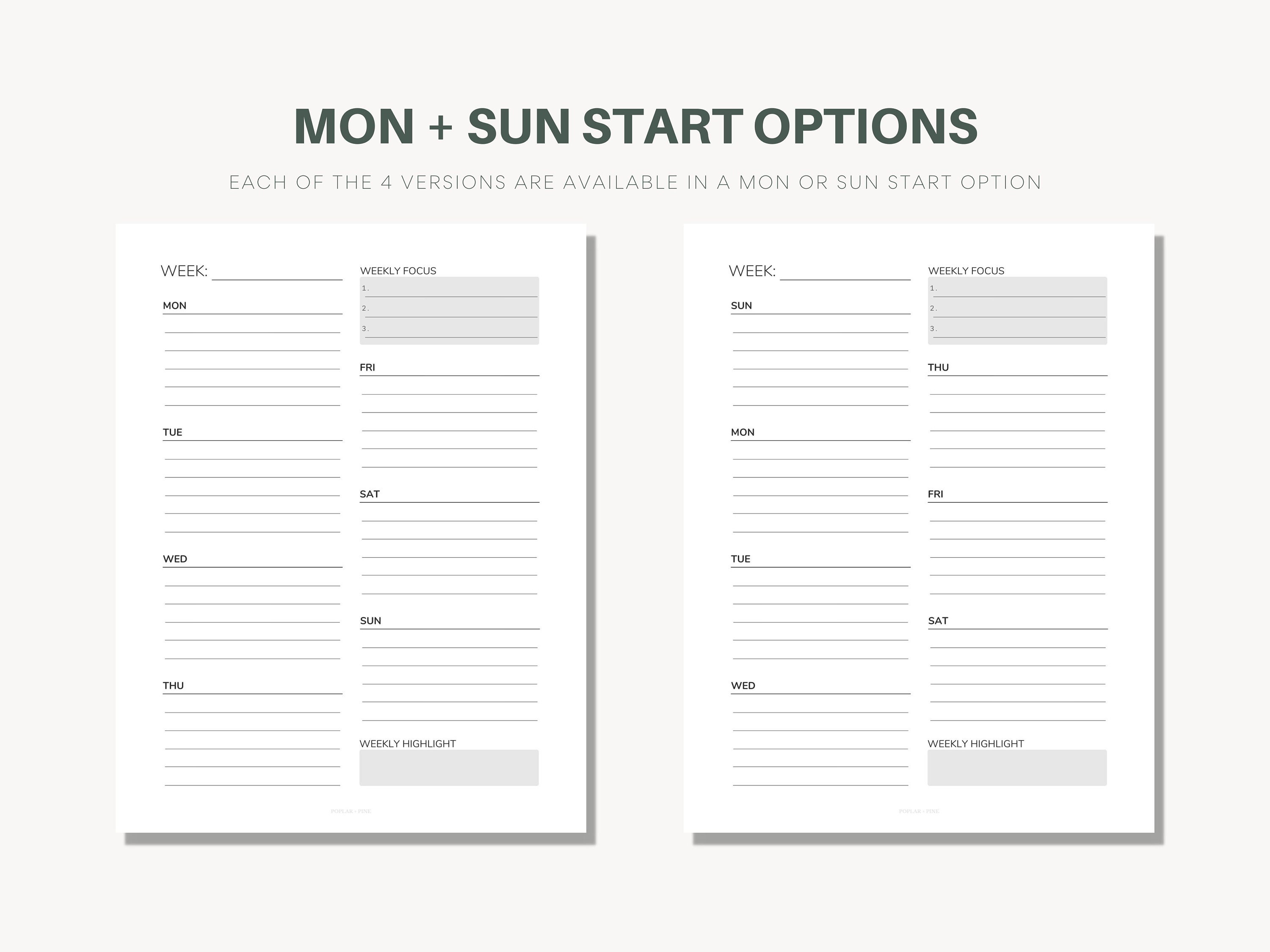 One Page Planner Printable Weekly Planner Daily Planner - Etsy Australia
