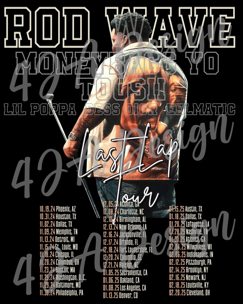 Last Lap Tour Updated Dates, Concert T-shirt, Rod Wave 2024, Instant ...