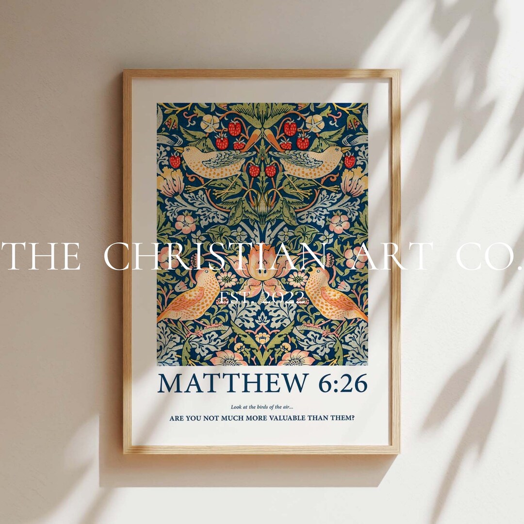 Matthew 6 Christian Print, Aesthetic Faith Wall Decor, Religious Home ...