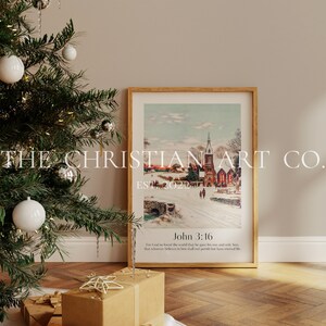 John 3:16 Christmas Christian Digital Wall Art, Holiday Religious Decor ...