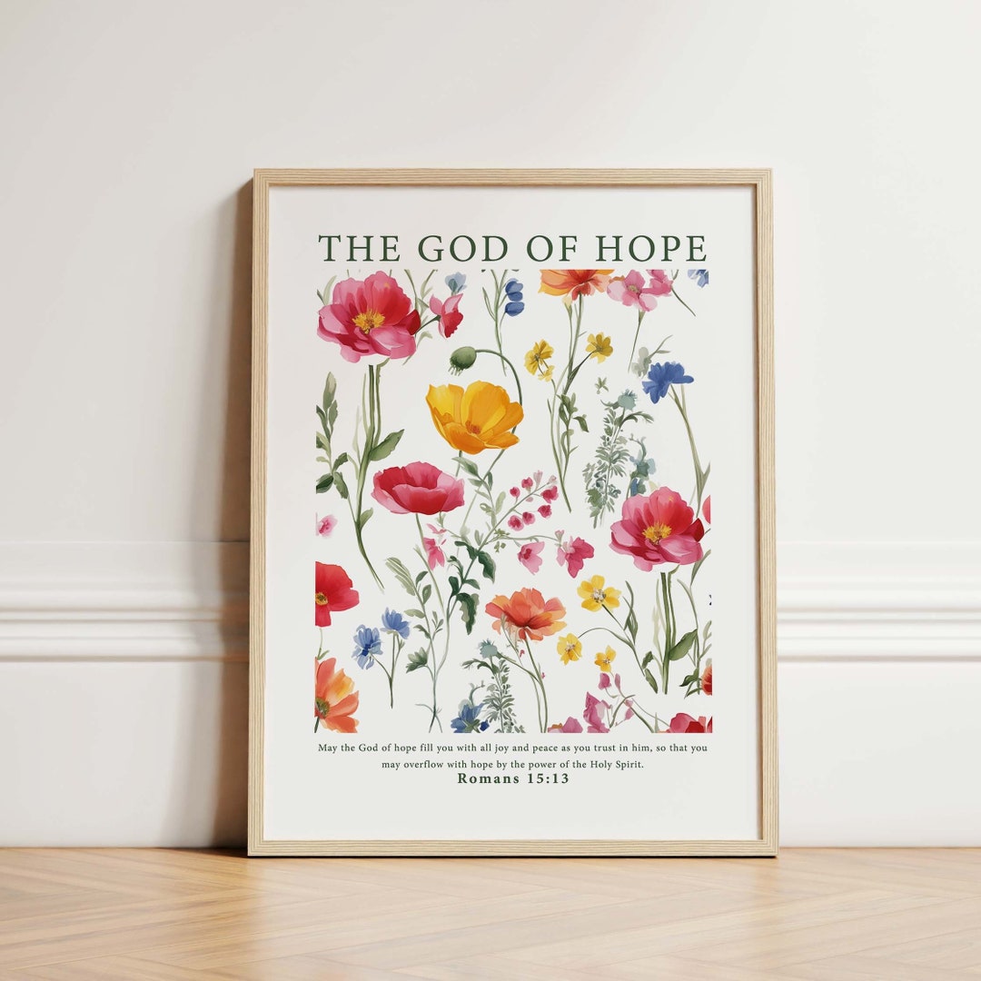 Christian Digital Wall Art, Botanical Religious Home Decor, Faith ...
