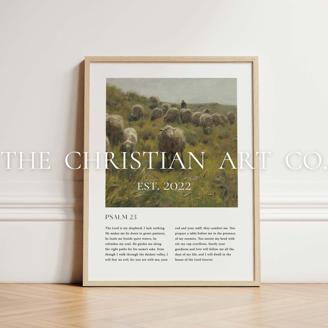Psalm 23 Christian Digital Wall Art, Minimal Religious Home Decor ...