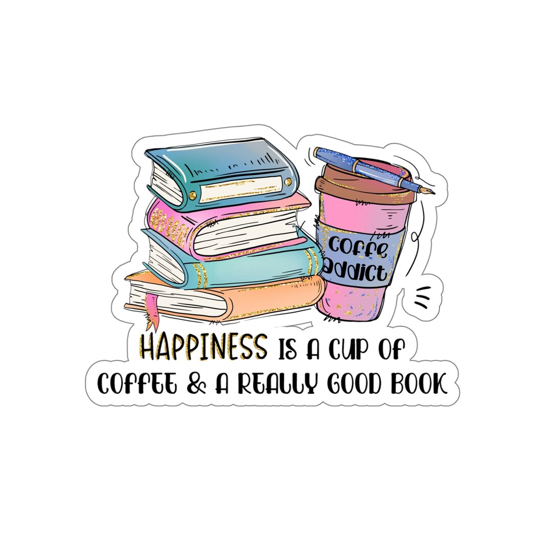 Colorful Stacked Books and Coffee Bookish Sticker for Kindle Ereader ...