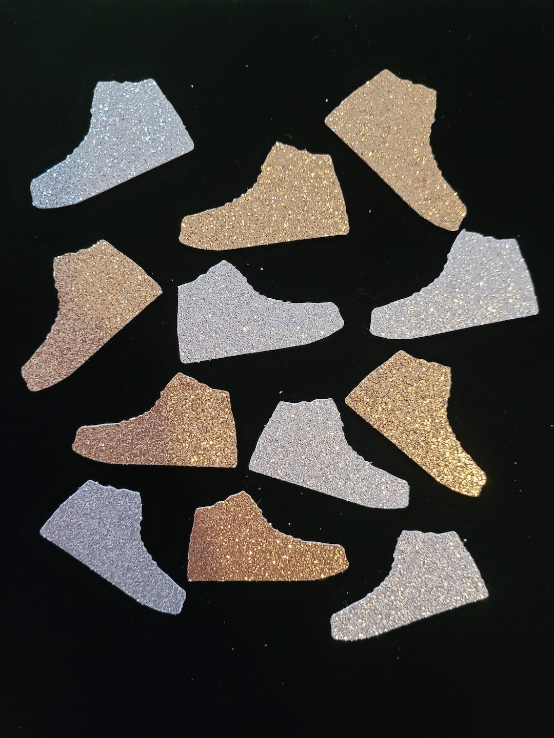 OVERSIZED SNEAKER CONFETTI Air Force Ones Jordan's Sneakers Gold Silver ...