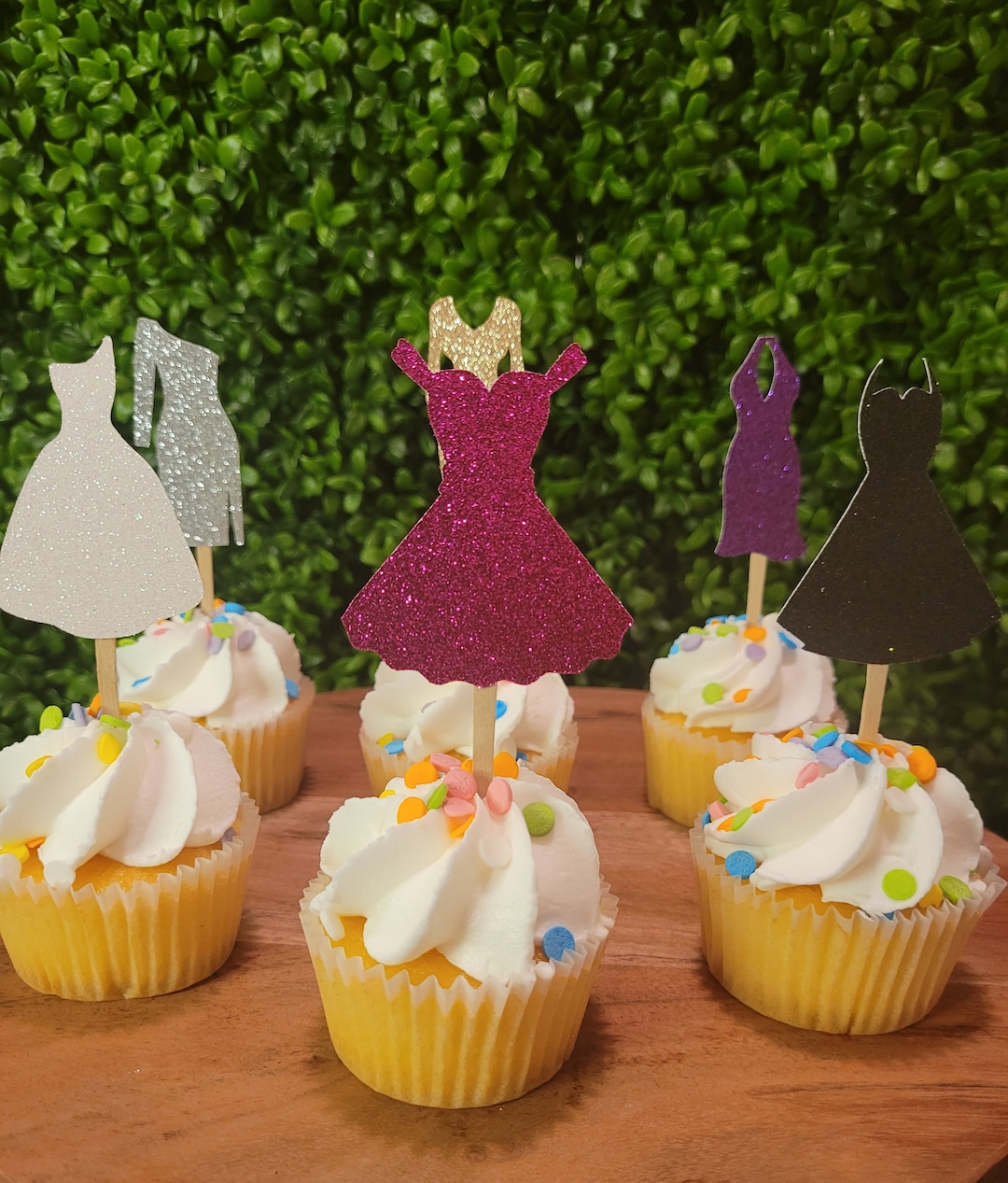 PARTY DRESS CUPCAKE Toppers 6pc Set Bachelorette Wedding Prom ...