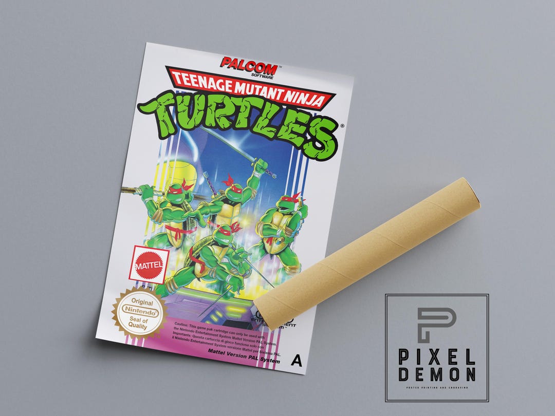 Teenage Mutant Ninja Turtles Gamer Poster Retro NES Classic Gaming Wall ...