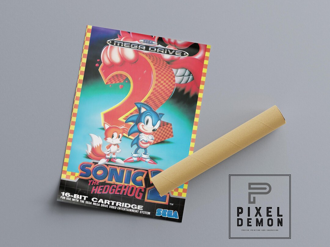 90s Sonic the Hedgehog 2 Gamer Poster Retro Classic Gaming Wall Art ...