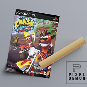 90s Crash Bandicoot Warped Gamer Poster Retro Classic Gaming Wall Art ...
