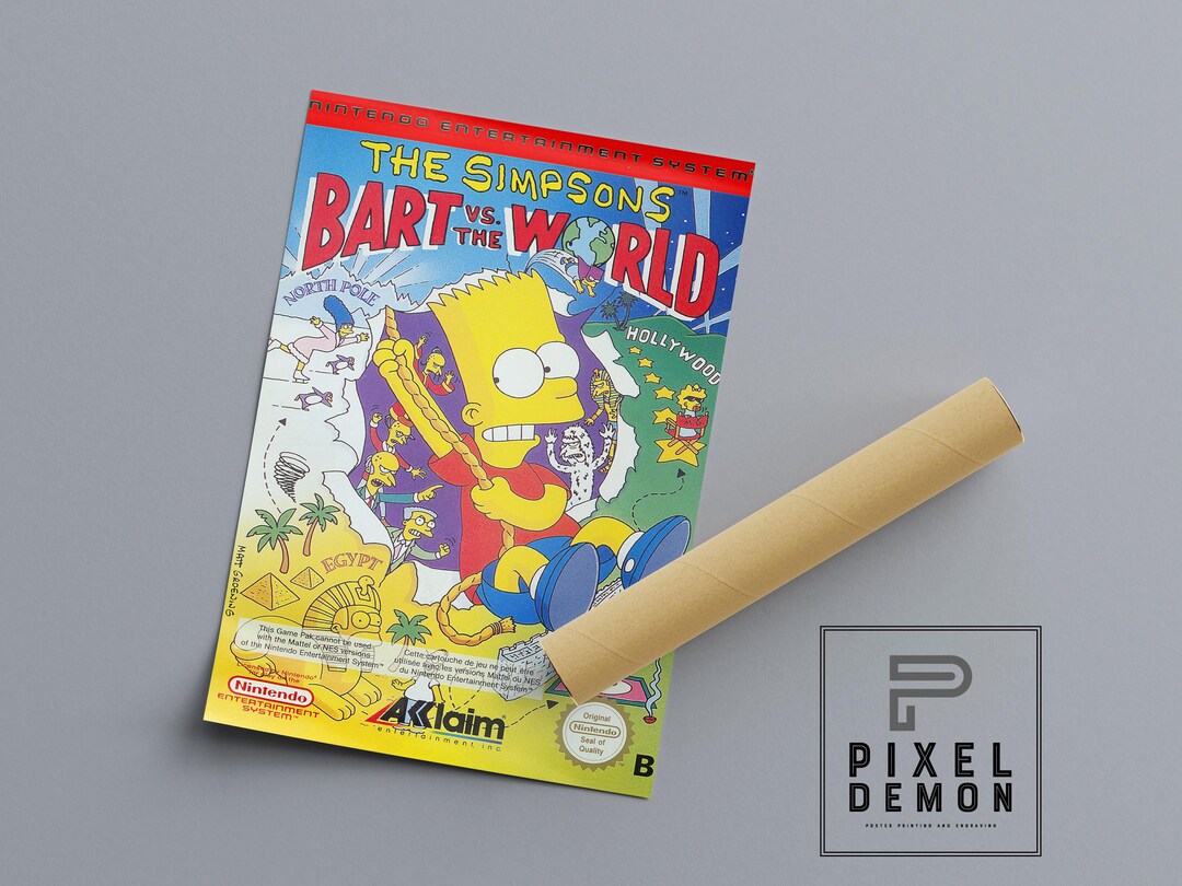 Bart Vs the World Gamer Poster Retro NES Classic Gaming Wall Art Print ...