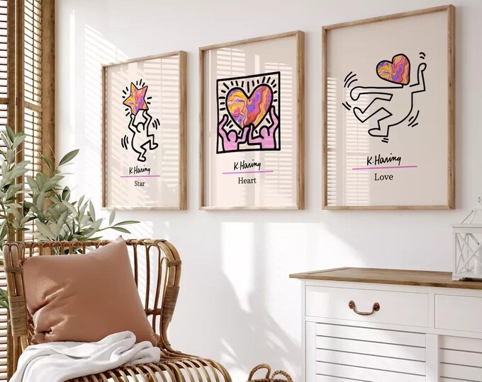 Keith Haring Poster in Frame Cats and Dogs for Humane Society 1987 ...