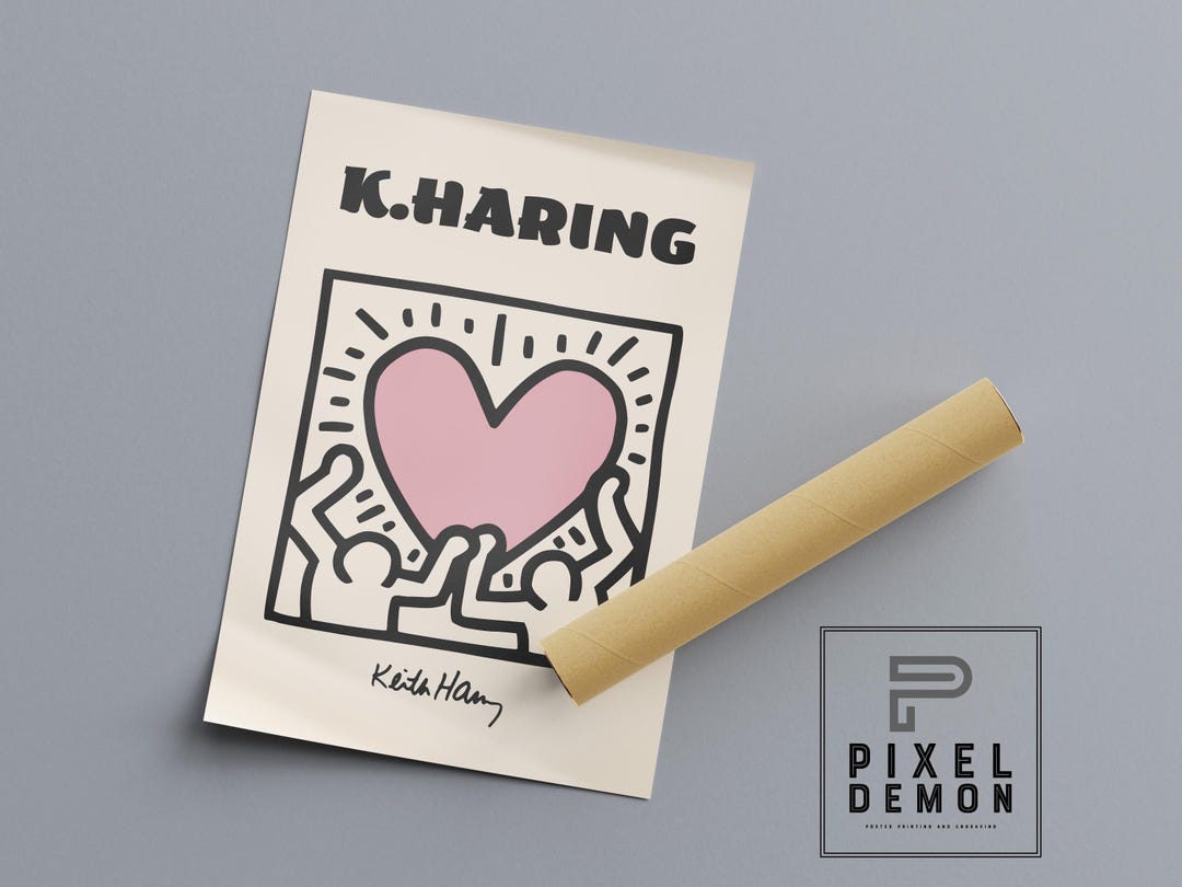Keith Haring Dusky Pink Heart Wall Art Posters Poster Prints - Etsy UK