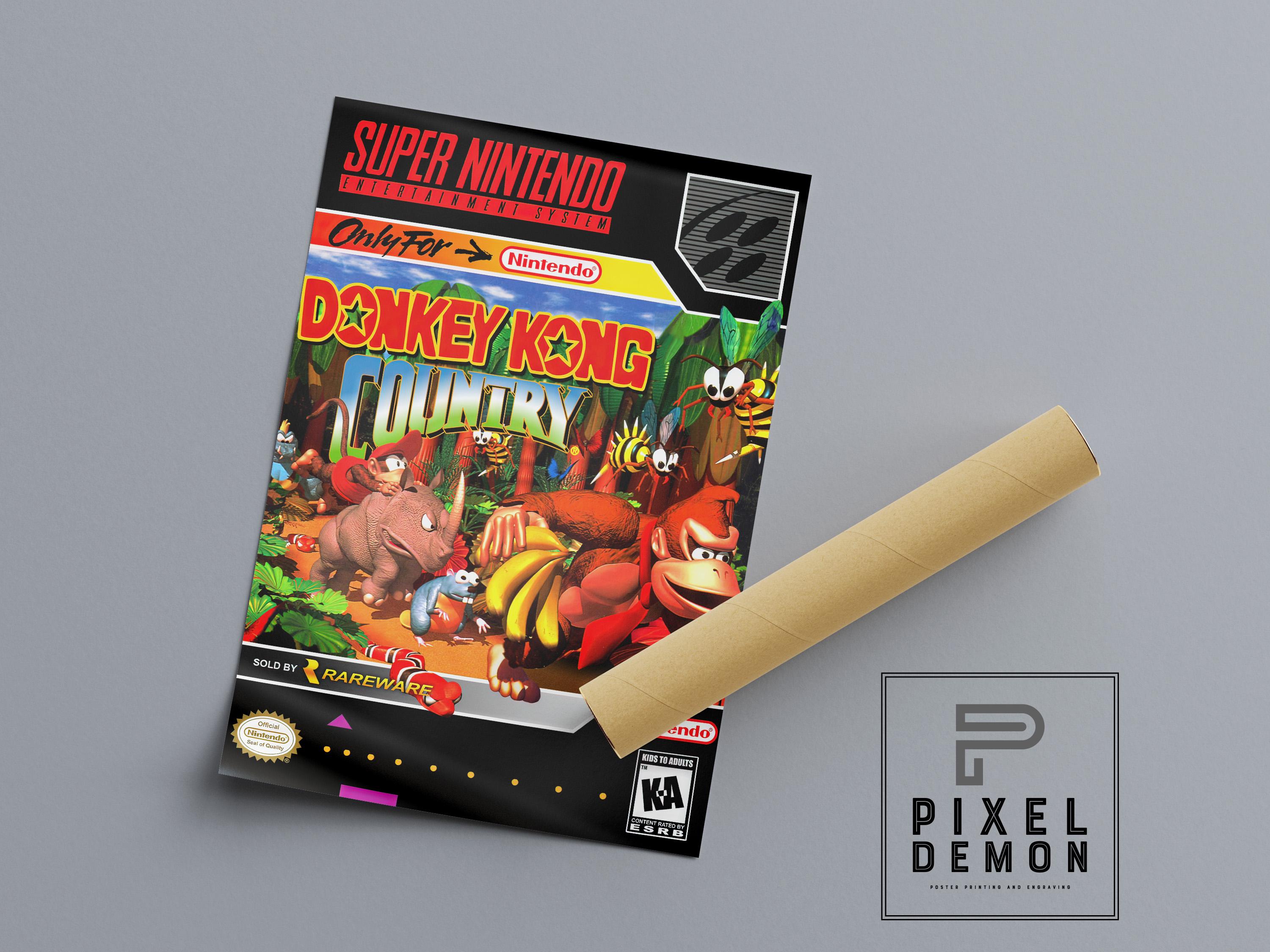 90s Donkey Kong Country Gamer Poster Retro Classic Gaming Wall Art ...