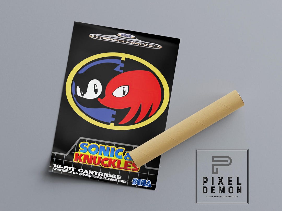 90s Sonic and Knuckles Gamer Poster Retro Classic Gaming Wall Art Print ...
