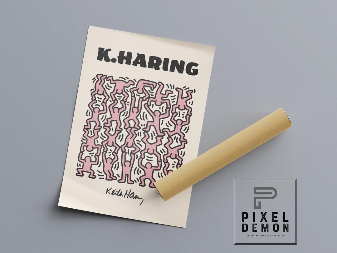 Keith Haring Dusky Pink People Stack Wall Art Posters Poster Prints - Etsy