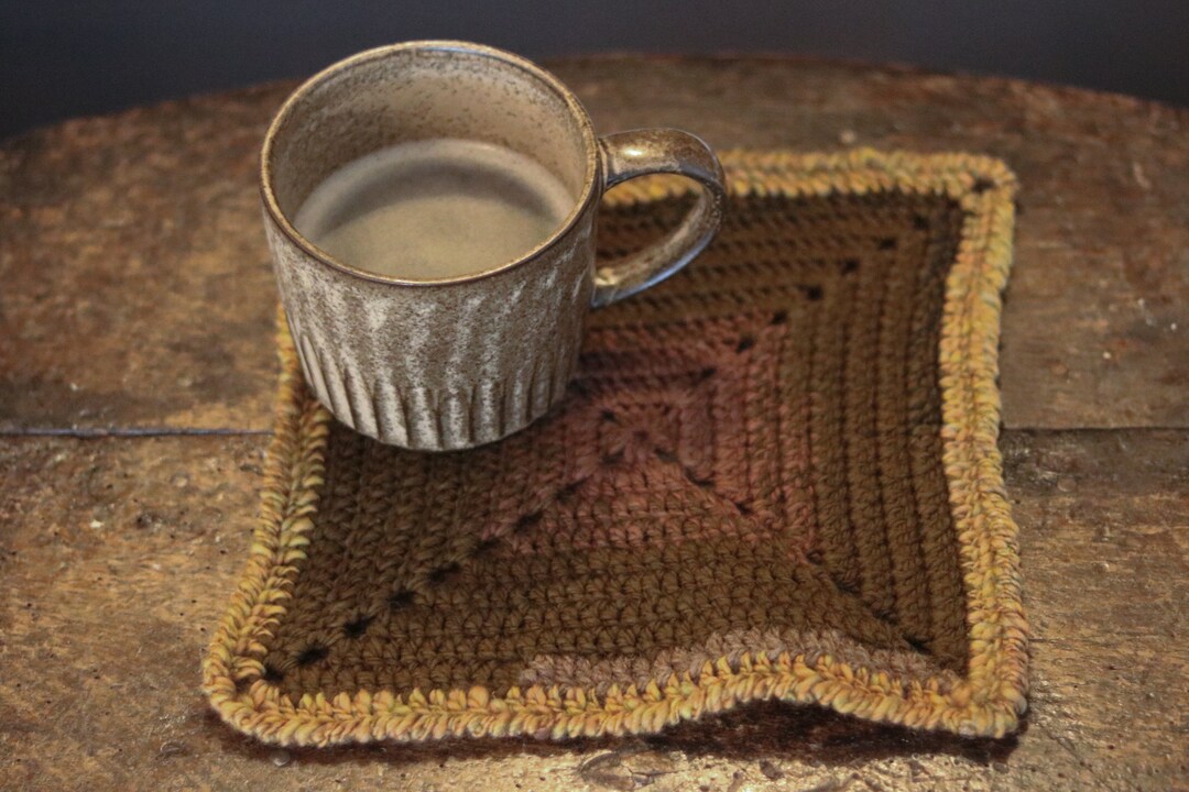 Handmade Brown and Khaki Large Rustic Wool Mug Rug / Coaster - Etsy