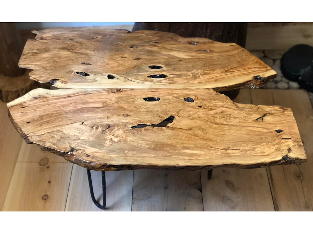 Natural Olive Wood Table, Unique Live Edge Coffee Table by Skilled ...