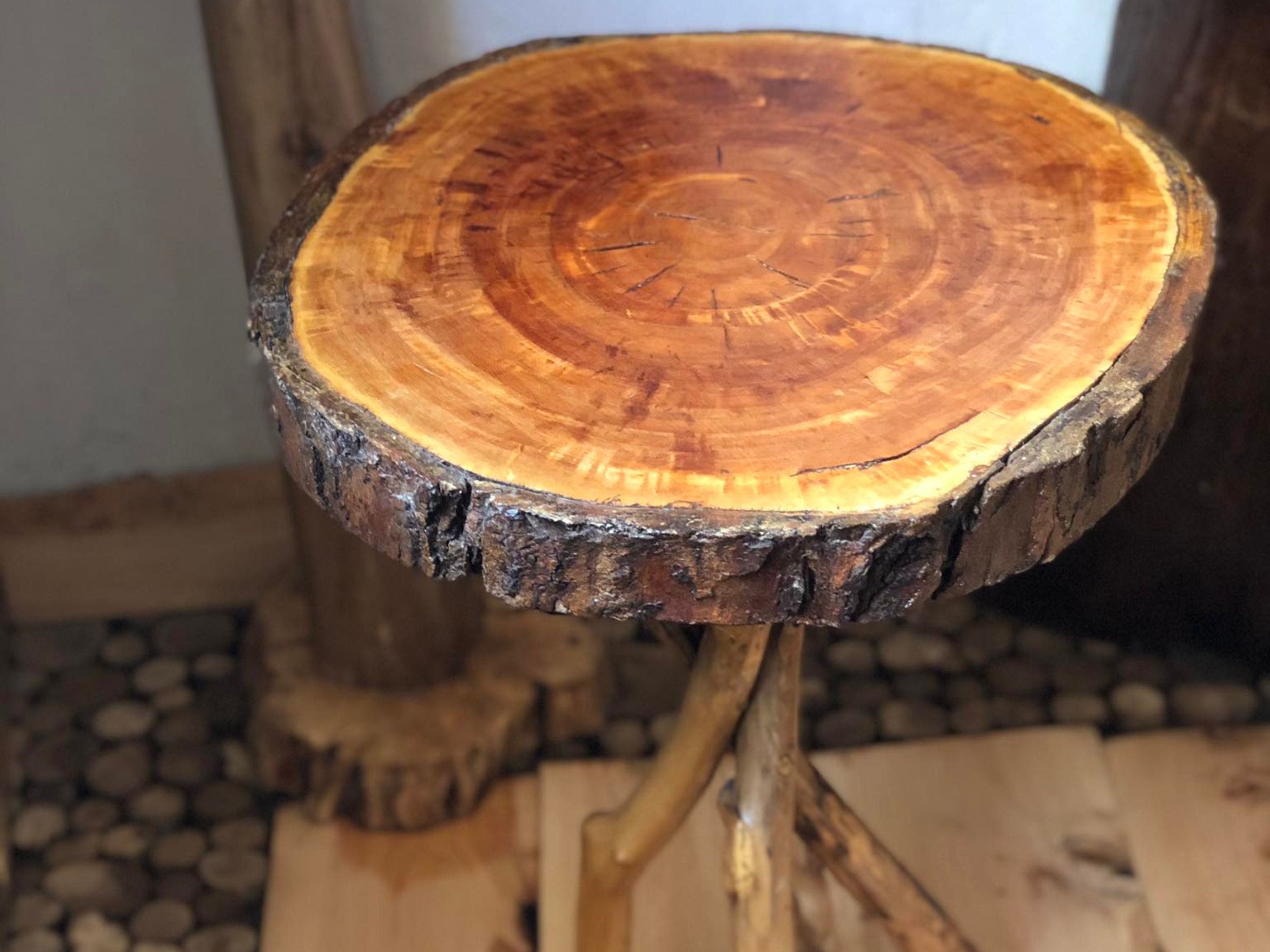 Juniper Wood Table, Round Juniper Table, Wood Side Table, Round Coffee ...
