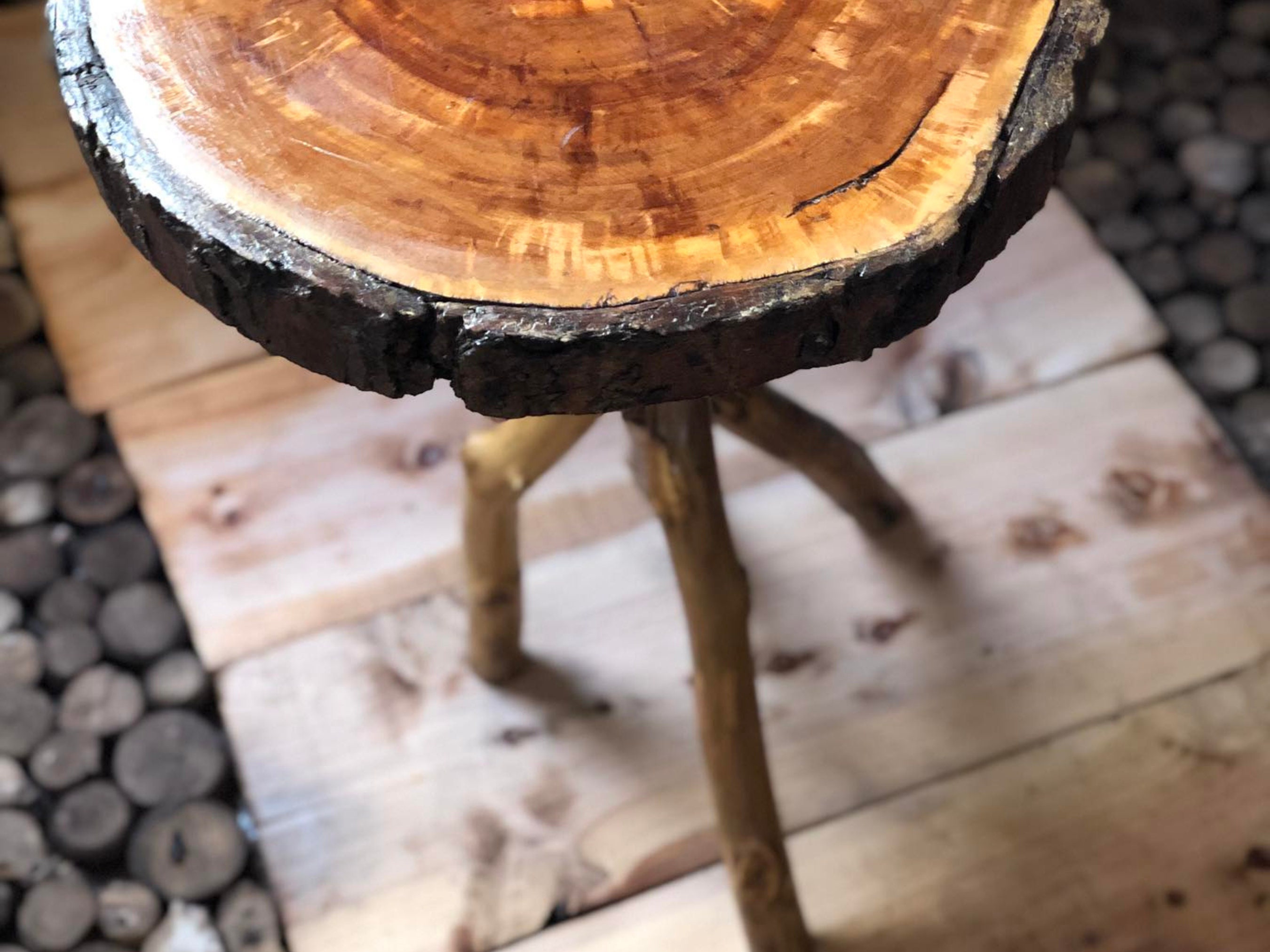 Juniper Wood Table, Round Juniper Table, Wood Side Table, Round Coffee ...