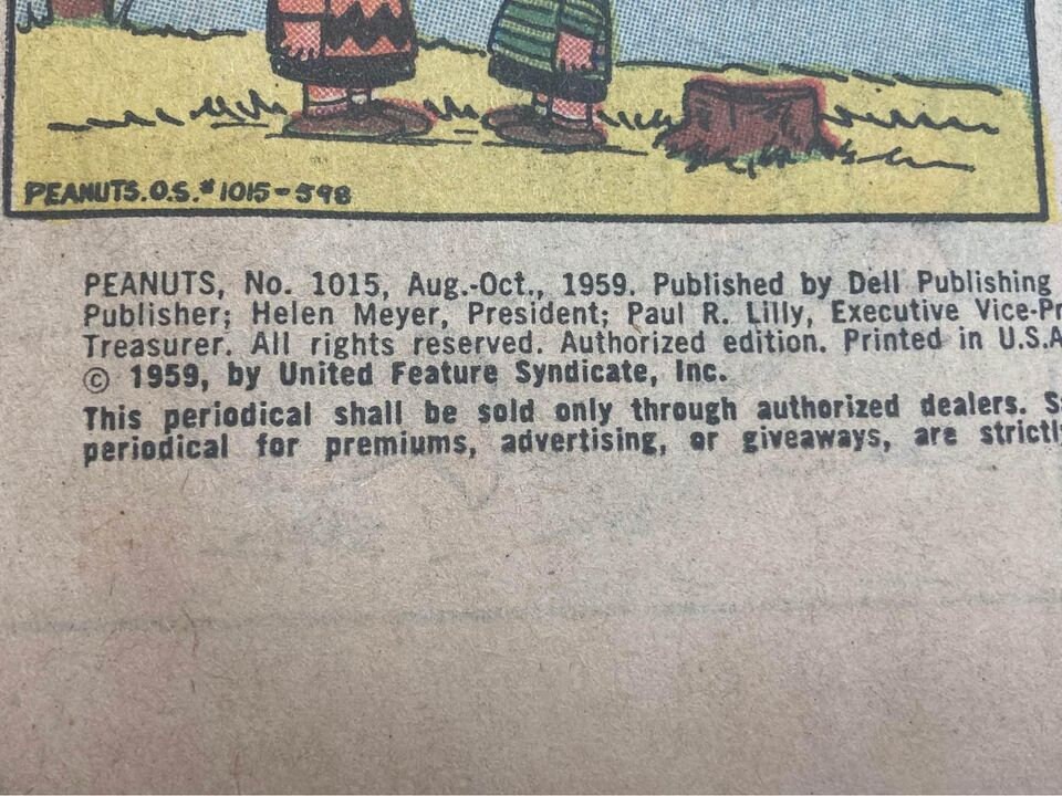 Dell Peanuts Vintage 1959 Comic Book Aug-oct / No. 1015 - Etsy