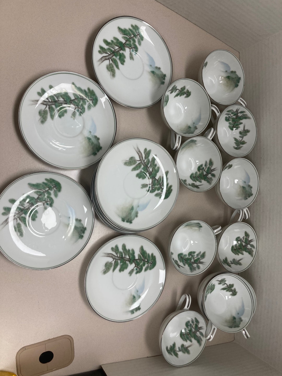 Noritake 5696 Ming Tree Tea Cups and Saucers 11 Cups / 9 Saucers ( Set ...