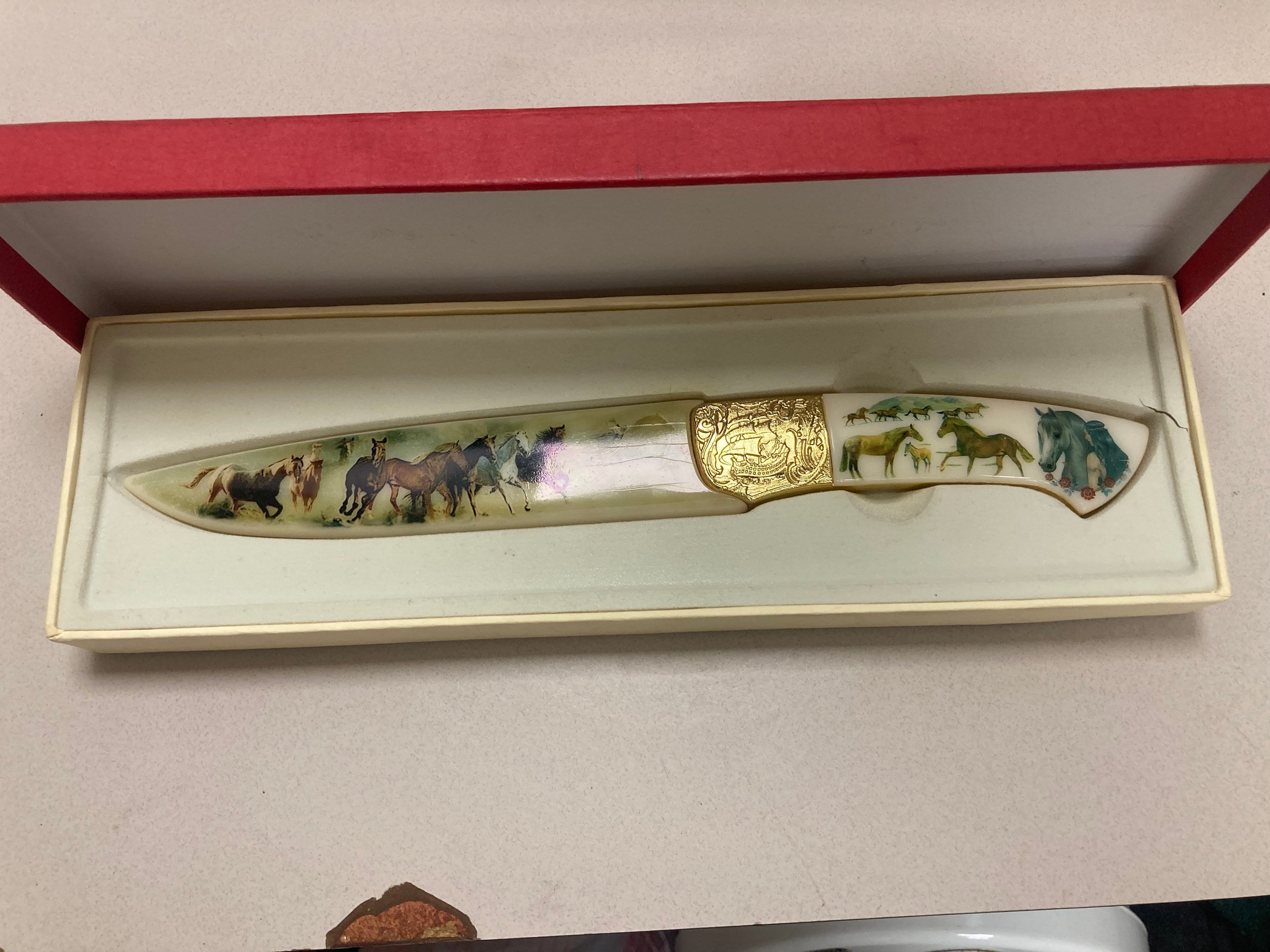 1960s Vintage Brass & Stainless-steel Knife / Ship Imprint on the Brass ...