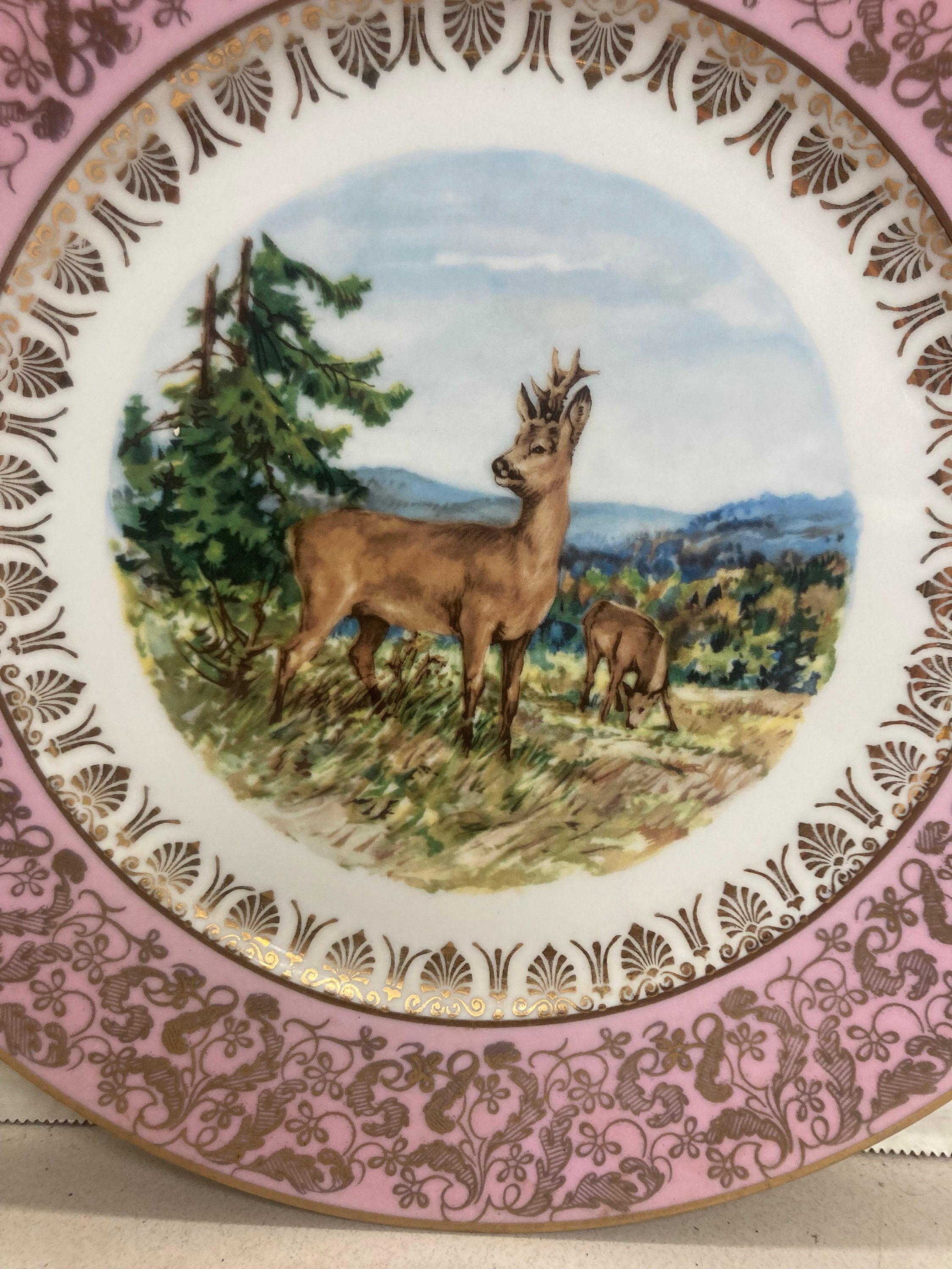 Antique Bavarian China / Stag Plate / Bavaria Germany / K H 1 Gold ...