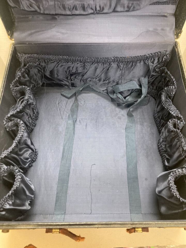 1920s Vintage Antique Belber Suitcase Brass and Leather Black Blue Tan ...