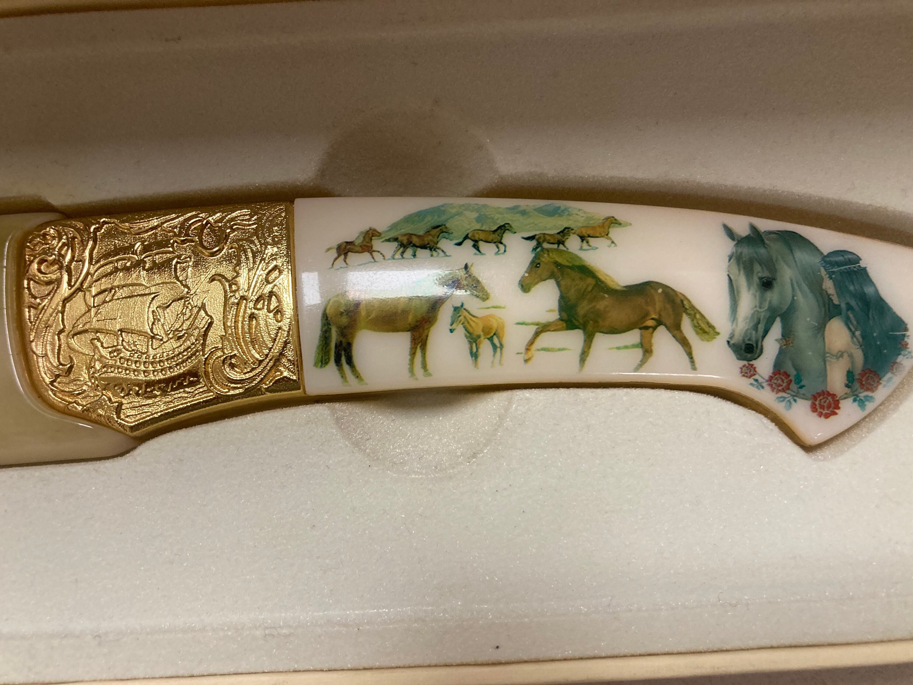 1960s Vintage Brass & Stainless-steel Knife / Ship Imprint on the Brass ...