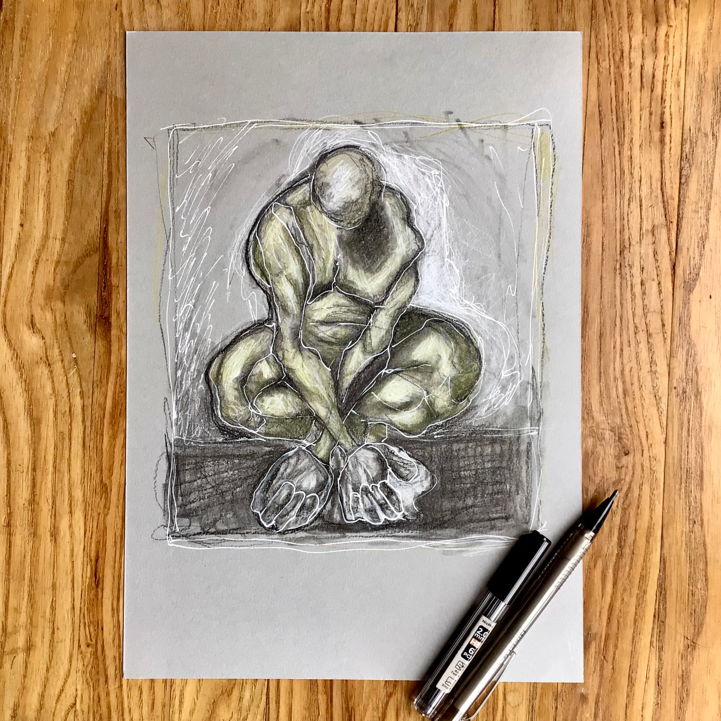 Original Charcoal Male Figure Drawing. Expressive Abstract - Etsy