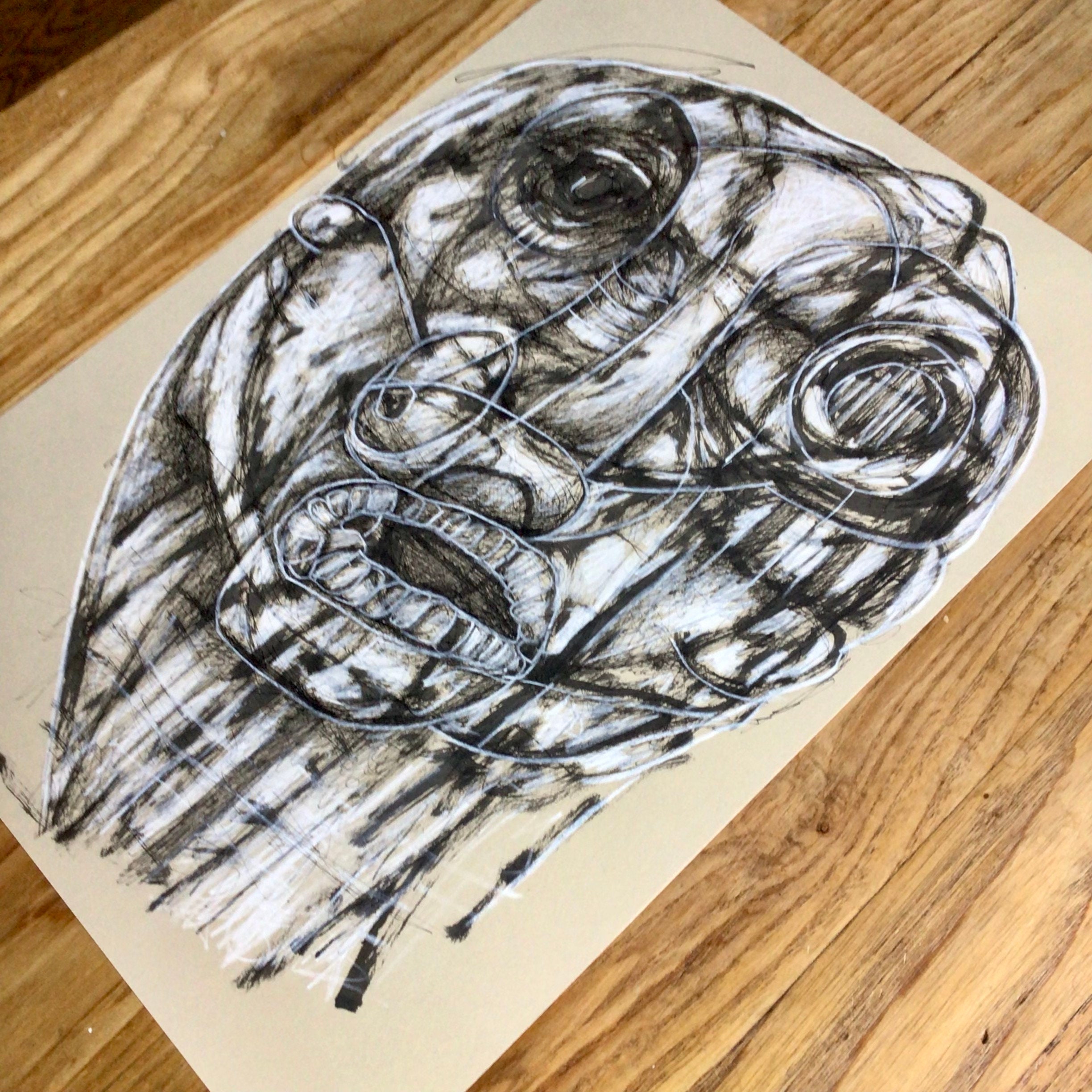 Original Pen and Ink Portrait Drawing of Abstract Female Face ...