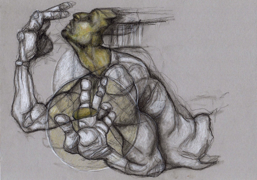 Original Charcoal Male Figure Drawing. Expressive Abstract Figurative ...