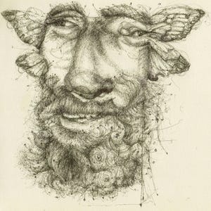 Original Portrait Drawing of Tommy Rivs. Surreal Figurative Study of ...