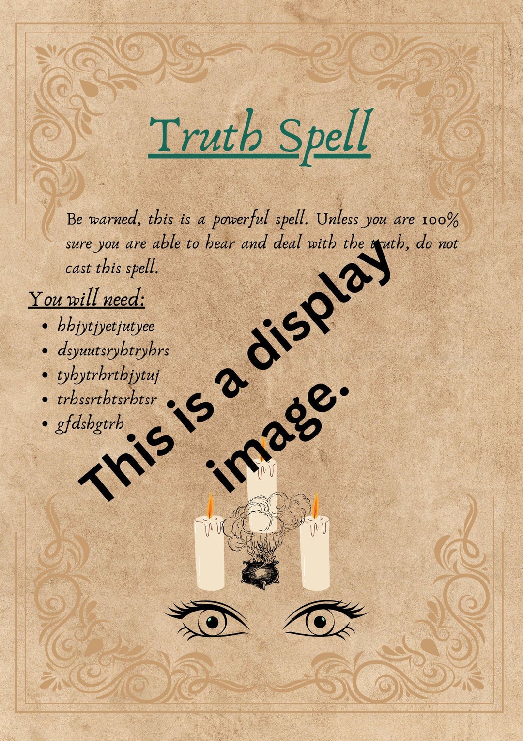 Truth Spell - Book of Shadows Page (downloadable and Printable Pages ...