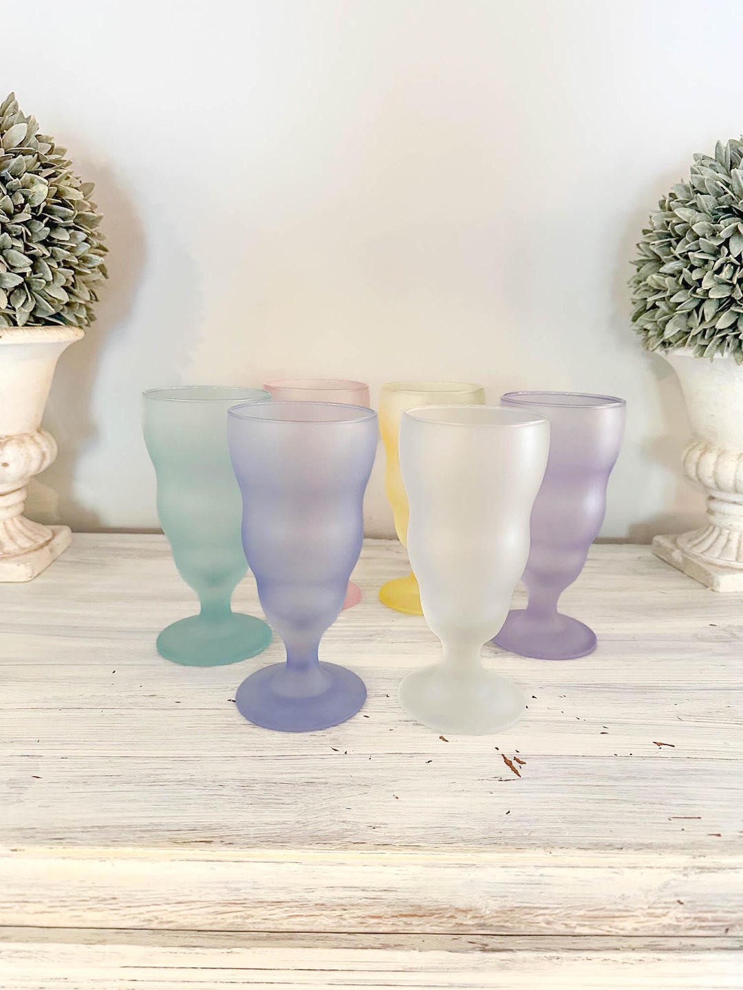 Vintage Frosted Multi-colored Libbey Glass, Dessert Glass, 1980s - Etsy