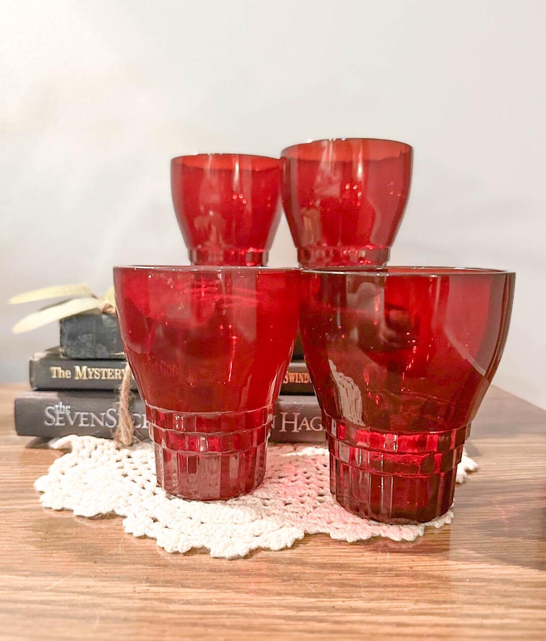 Vintage Set of 4, Anchor Hocking Flat Tumbler, Windsor Pattern, Royal ...