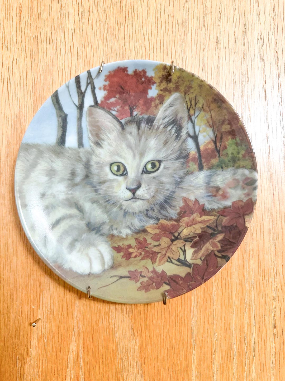Vintage Forrest Cat Plate, Wall Decor, Plaque, 8" - Etsy