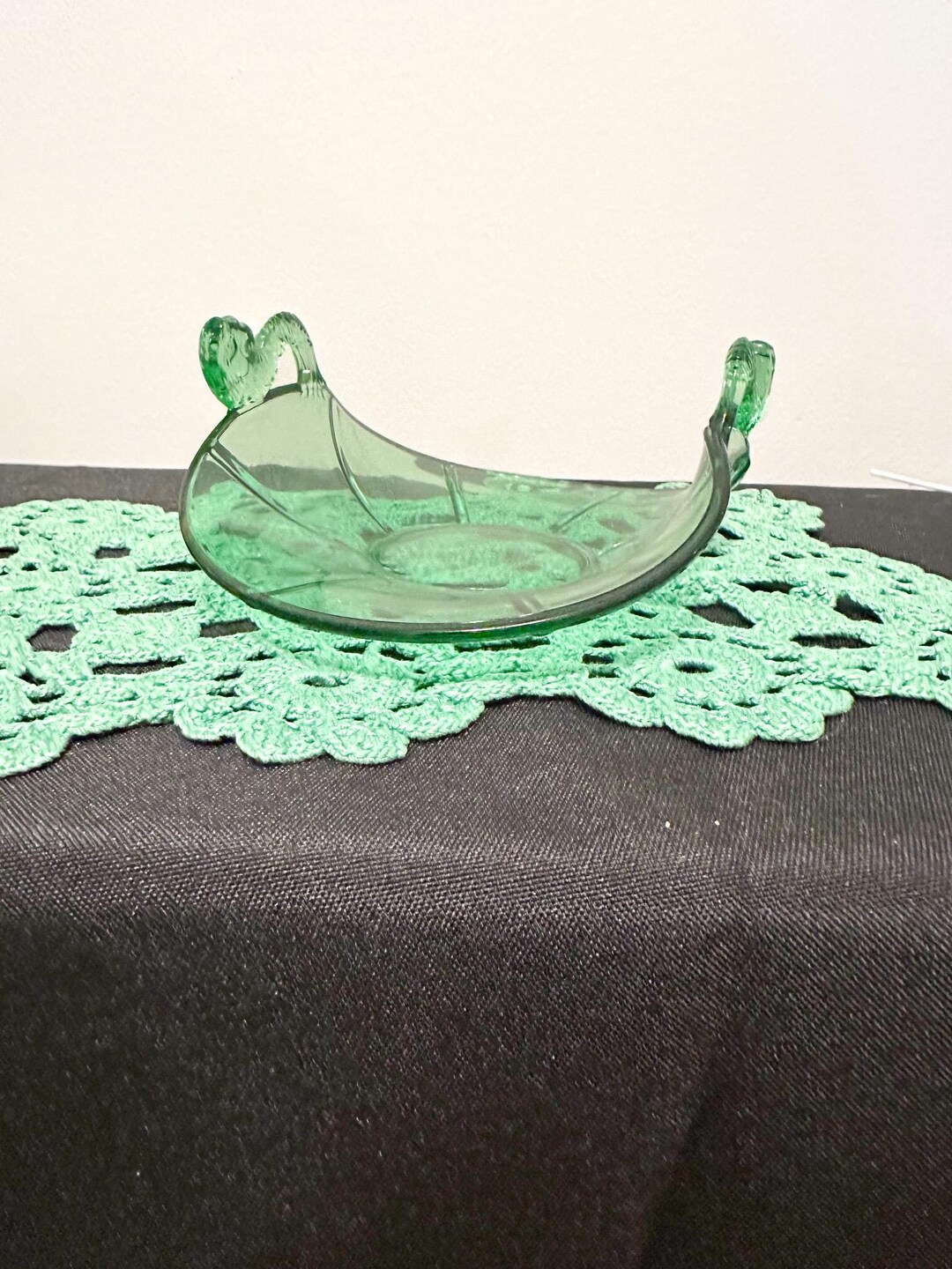 Fenton Green Dolphin Handled Dish Panels Vintage 1920s Art Glass - Etsy
