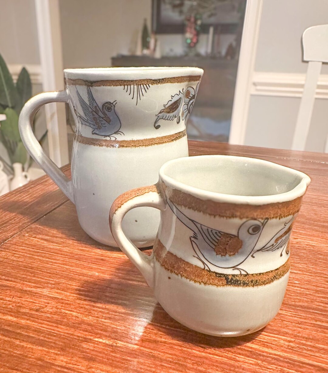 Vintage Ken Edwards, 2 Pc Pottery, Pitcher, Creamer, Bird and Floral ...