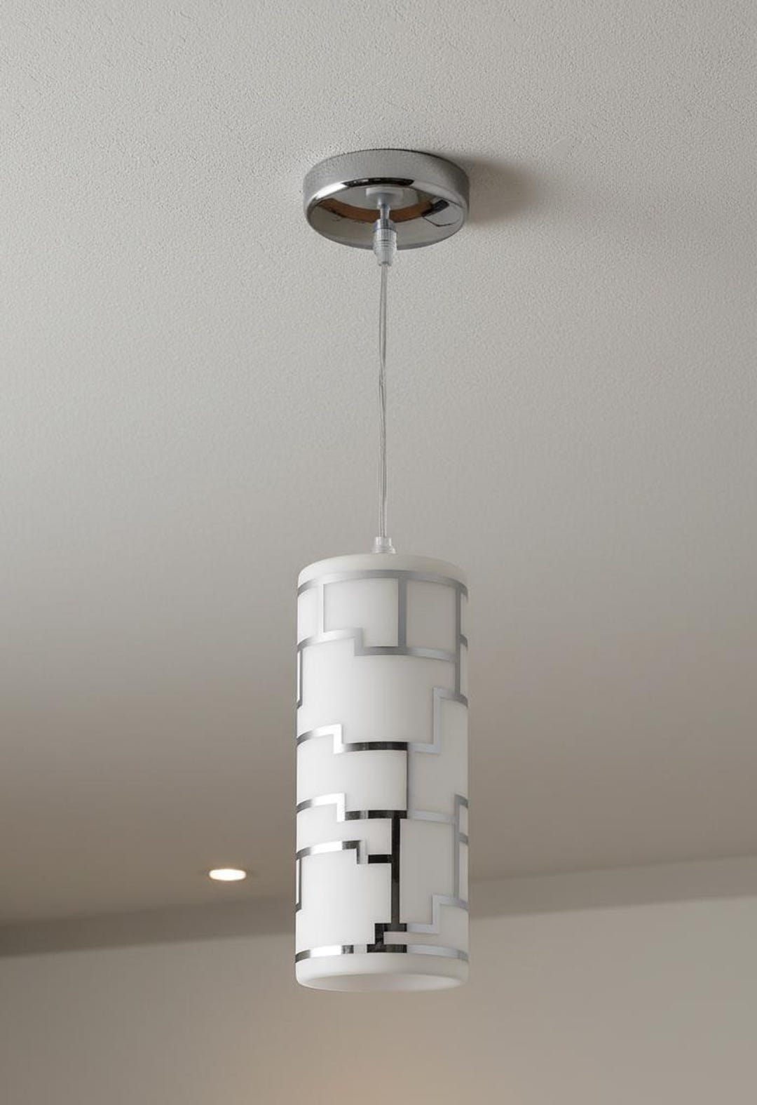 White and Silver Designer Ceiling Light in Very Good Condition - Etsy
