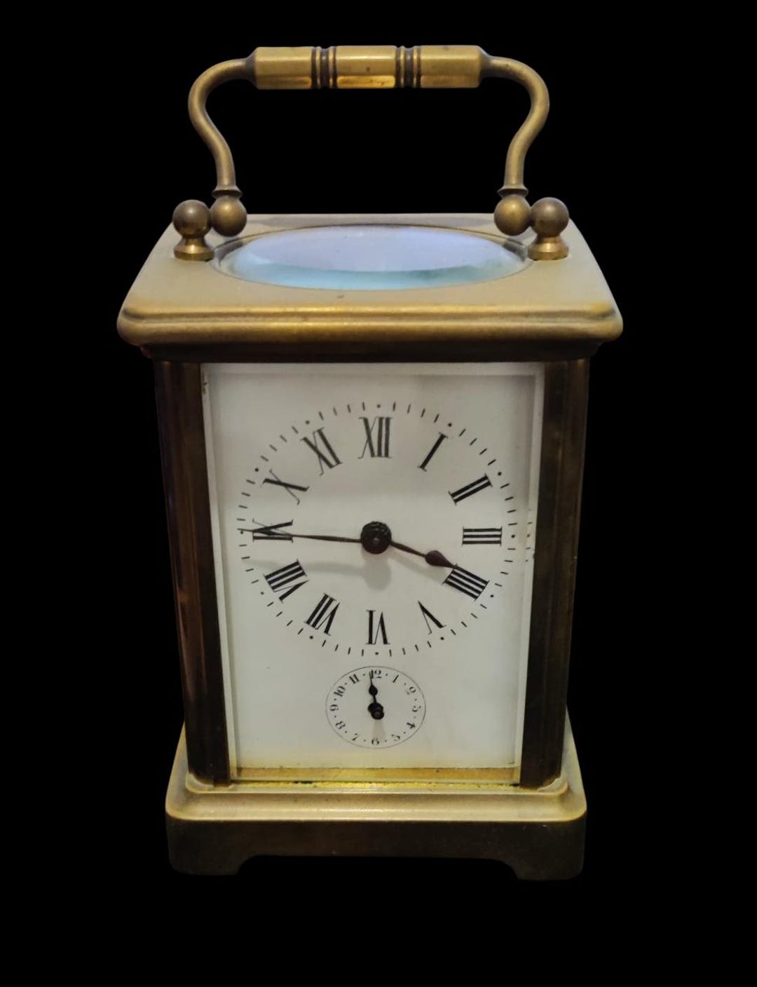 Vintage Officer's Clock in Bronze or Brass, Beveled Glass. - Etsy