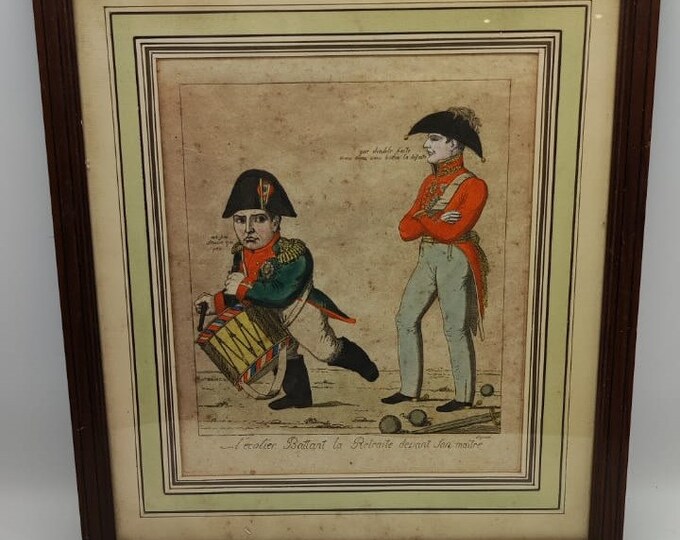 Vintage Caricature Drawing of Napoleon "the Schoolboy Retreating in ...