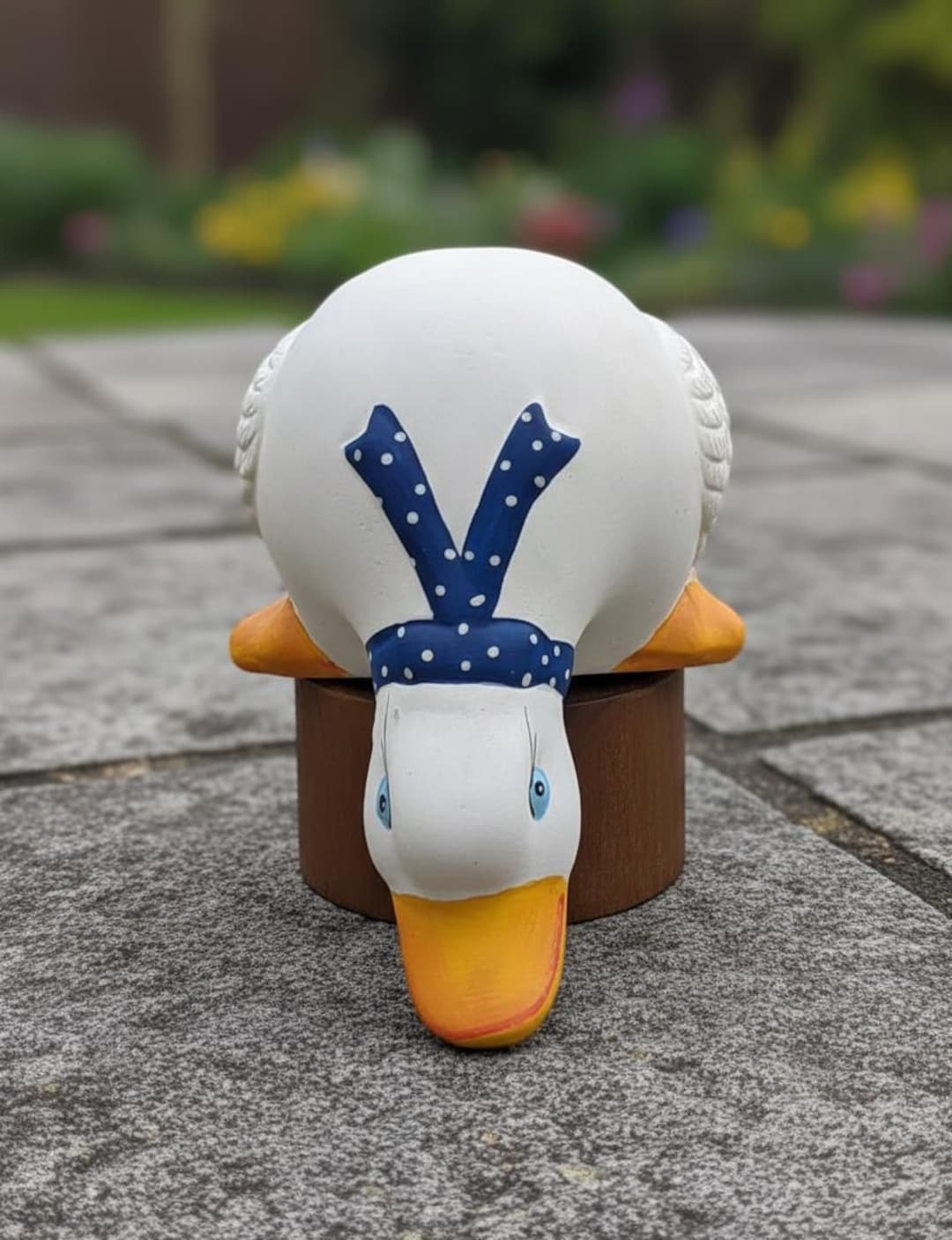 Vintage Ceramic Garden Ornament Statuette Depicting a Goose Sitting ...