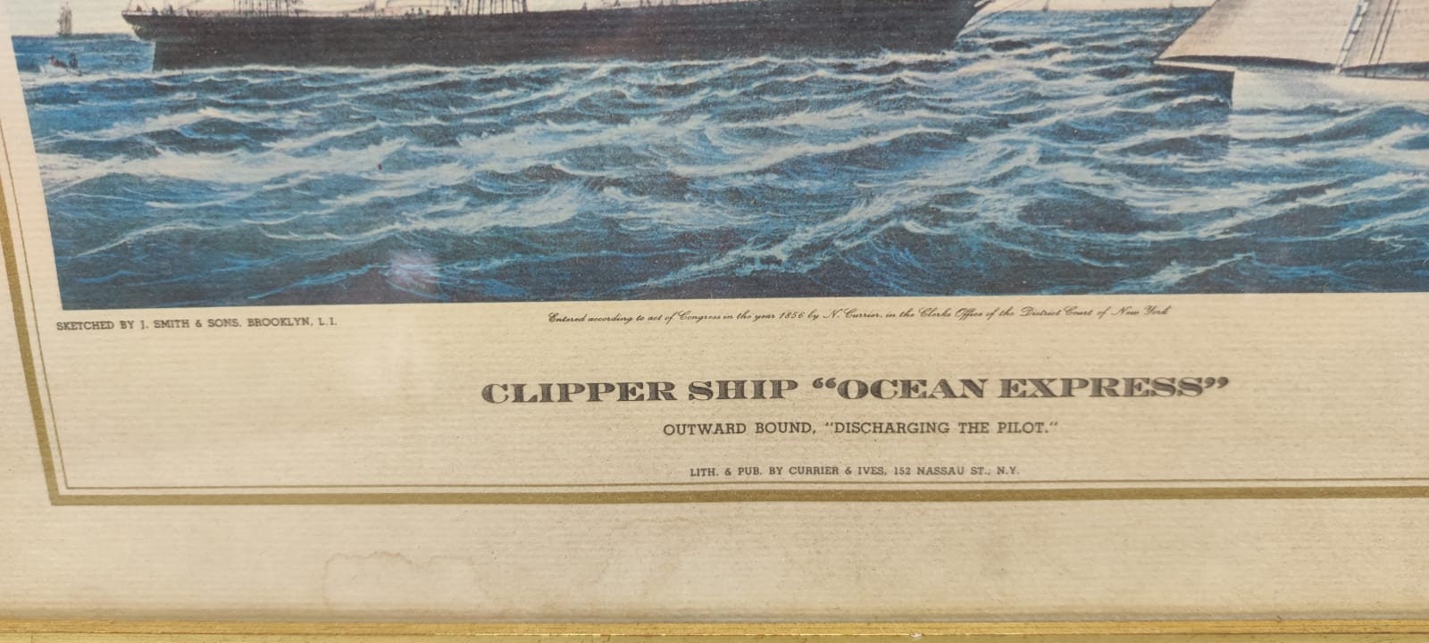 Vintage Drawing of the "clipper Ship Ocean Express" Boat by C. PARSONS ...