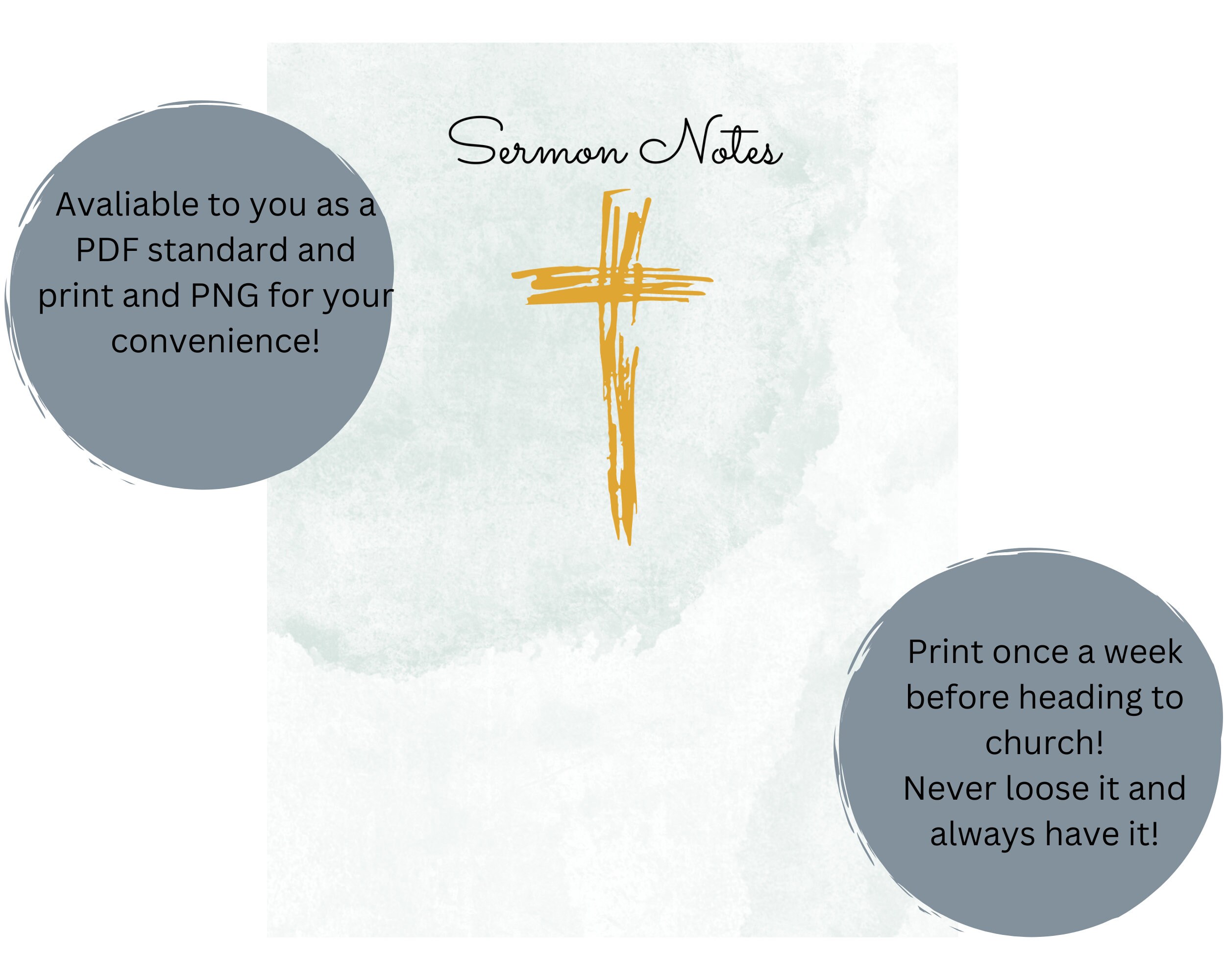 Sermon Notes Journal Printable, PDF Standard, PDF Print and PNG - Etsy