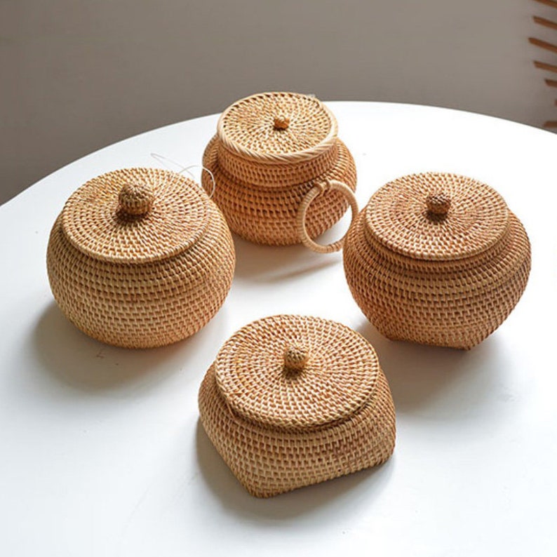 Wicker Rattan Box With Lid Rattan Basket Woven Basket - Etsy