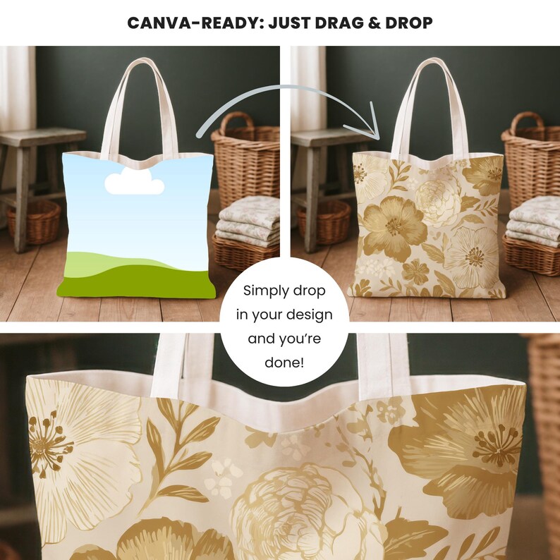 AOP Tote Bag Mockup: Canva & PSD, Smart Object (digital Download) - Etsy